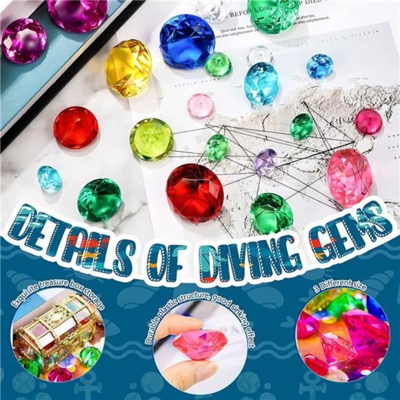 Toys | 24 Pieces Diving Gem Pool Toys Colorful Summer Swimming Gem ...